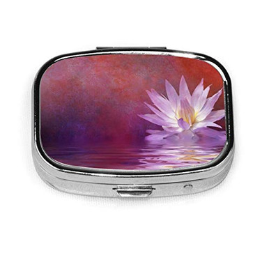 Lotus Blossom Red Pink Flower Pill Box Square Metal Pill Case Two ...