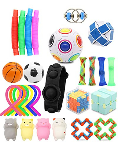 28pcs Sensory Fidget Toys Pack, Fidgets Pack, Fidget Toys Set, Pop ...