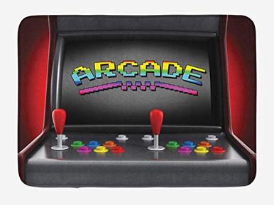 Video Games Bath Mat, Arcade Machine Retro Gaming Fun Joystick Buttons ...