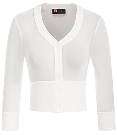 Women's Sheer Bolero Shrug 3/4 Sleeve Mesh Cardigan Button Down Tops ...