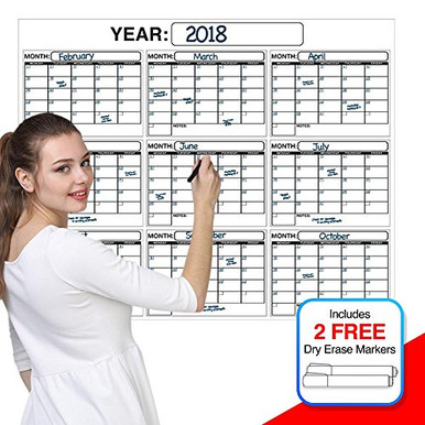 Best HUGE!! 9 MONTH ACADEMIC Dry or Wet Erase Wall Calendar Planner ...