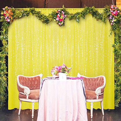 Yellow Sequin Backdrop Curtain 4FTx8FT Glitter Sequin Backdrop for ...
