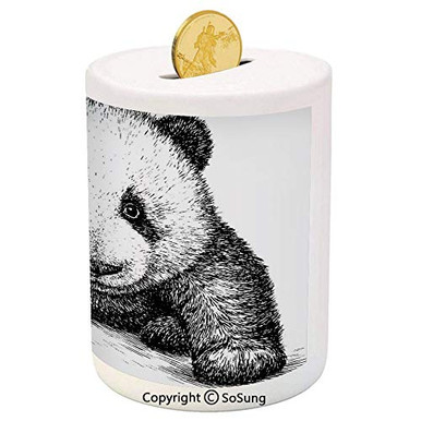 Panda Ceramic Piggy Bank,Baby Panda Bear Illustration Sketch Style ...