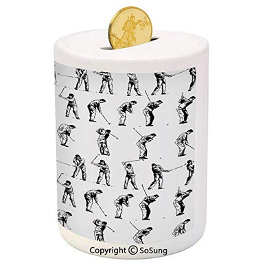 Golf Ceramic Piggy Bank,Golf Swing Shown in Fourteen Stages Sports ...