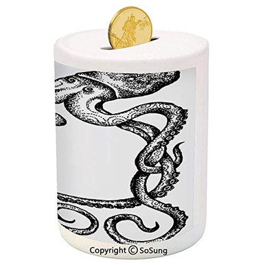 Octopus Decor Ceramic Piggy Bank,Giant Kraken Octopus with Large ...