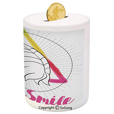 Sloth Ceramic Piggy Bank,Smiling Sloth on Background with Sacred ...