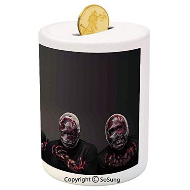 Wizard Ceramic Piggy Bank,Bloody Faces with Bandage of Screaming Zombie ...