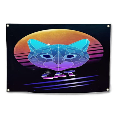 Love fled Catzilla Banner decoration poster is fade resistant and ...