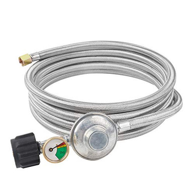 SHINESTAR 12ft Propane Regulator Hose with Propane Tank Gauge, Stain ...