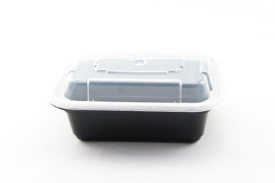 SafePro 16 oz. Black Rectangular Microwavable Container with Clear Lid ...