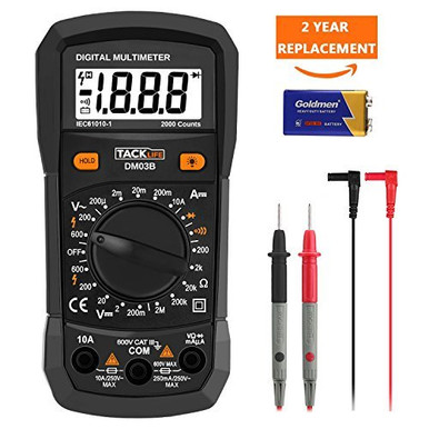 TACKLIFE Multimeter, DM03B Electrical Tester 2000 Counts Manual-Ranging ...