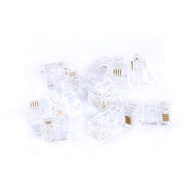 100pcs/Lot RJ11 4 Pin Connector 6P4C Modular Phone Telephone Crystal Plug Both Solid and ...