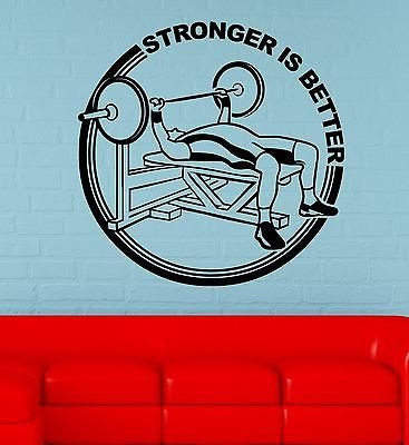 Large Wall Decal Sport Gym Fitness Athlete Weightlifting Power Vinyl ...