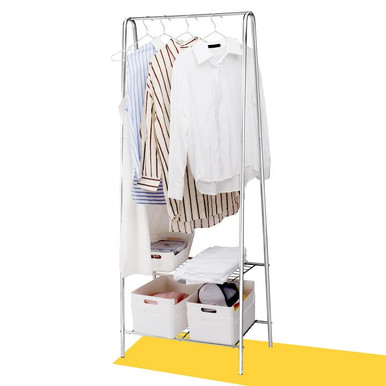 susunnus Small Clothes Rack with Shelves Stainless Steel Narrow Garment ...