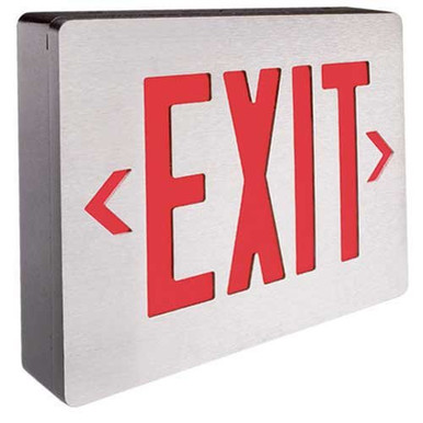 Dual-Lite SEDRWN LED Exit Sign, Red Letters AC Only Aluminum Double ...