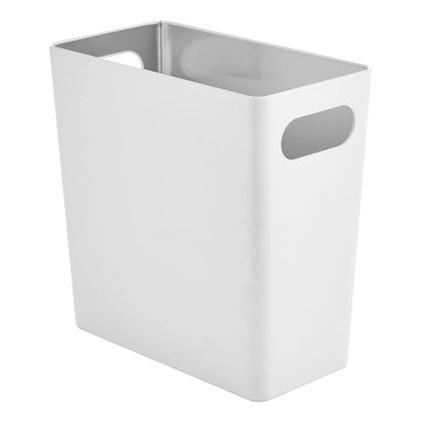 mDesign Stainless Steel Metal Rectangle Trash Can with Handles, 2.1 ...