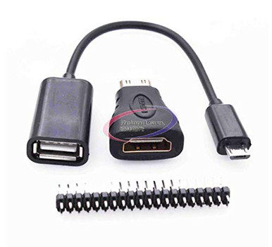 3 in 1 Raspberry Pi Zero W Kit Mini HDMI to HDMI Adapter+Micro USB to ...