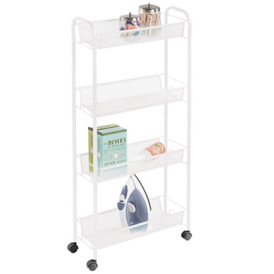 mDesign Slim Steel Metal Rolling Utility Cart Storage Organizer Trolley ...