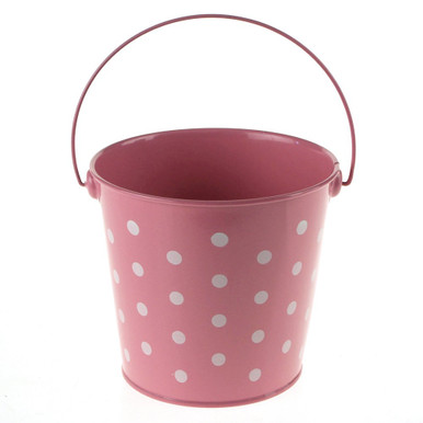 Polka Dot Metal Pail Buckets Party Favor, 5-inch (Light Pink ...