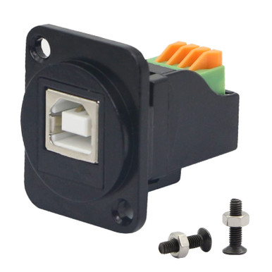 QIANRENON USB 2.0 Panel Mount Terminal Type-B Jack Socket to 4 Pin ...