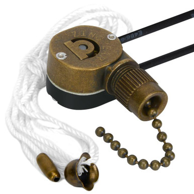 Pull Chain Light Switch Zing Ear ZE-109M Kit ON-OFF 2 Wire Chain Pull ...