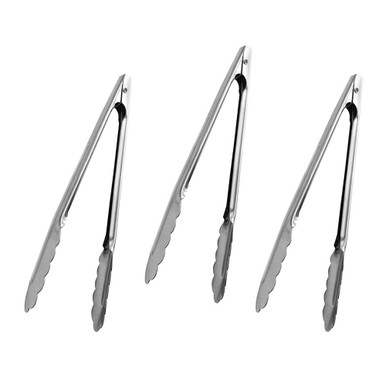 (Set of 3) 12-Inch Stainless Steel Utility Tongs, Heavy Duty Kitchen ...