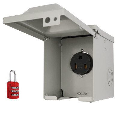 50 Amp 250 Volt 6-50R EV/Welding Power Outlet Box, Enclosed Lockable ...