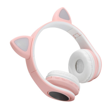 PUSOKEI Cat Ear Headphones Wireless Bluetooth Cat Ear Headphones with ...