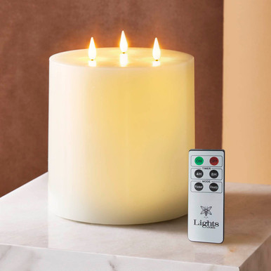 LampLust 3 Wick Flameless Candle - 6x6 Extra Large Candle (Remote ...