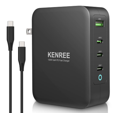 KENREE 130W GaN USB C Wall Charger, PD100W PD65W 30W 20W Super Fast ...