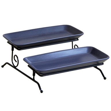 2 Tier Serving Tray Stand Collapsible Detachable Tiered Serving Tray ...