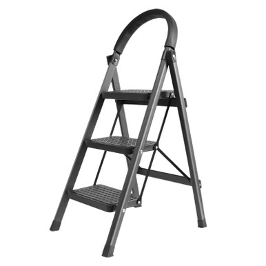 Ambikun Kitchen Step Ladder 3 Step Folding Black Ladder-Small Foldable ...
