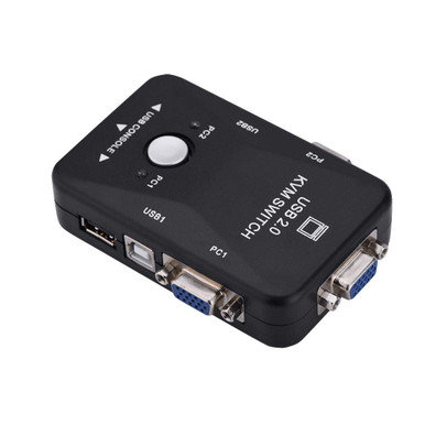 2-Port USB KVM Switch VGA Switch Box Adapter with Cables for PC ...