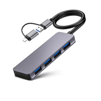 Trenkyo USB Hub 4 Ports, USB, and USB C Input 2 in 1, Aluminum USB Type ...