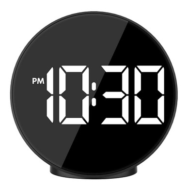 Atomic Desktop Clock Wake Up Round Office Home Alarm Voice Control Led ...