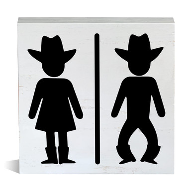 Farmhouse Western Bathroom Wooden Box Sign Cowboy Cowgirl Bathroom Wood ...