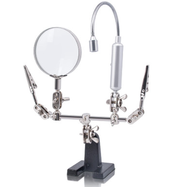 AORAEM Helping Hands Magnifier with LED,Dual Adjustable Alligator Clips ...