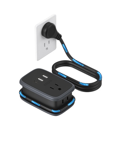 Power Strip with USB C 15.5W, NTONPOWER Flat Plug Extension Cord and ...