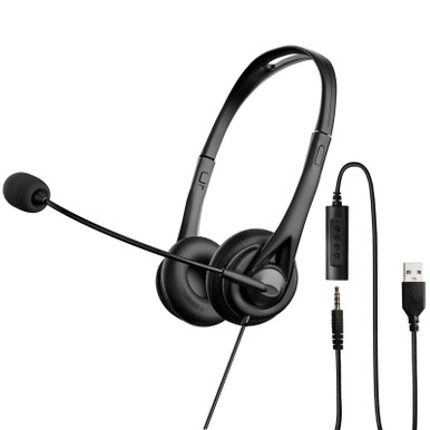 Atrasee New Upgrade USB Headset with Mic for PC, 3.5mm Over-Ear ...