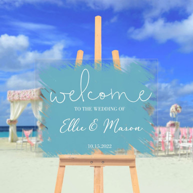 Alioyoit Custom Acrylic Wedding Sign Baby Blue Clear Acrylic Wedding ...