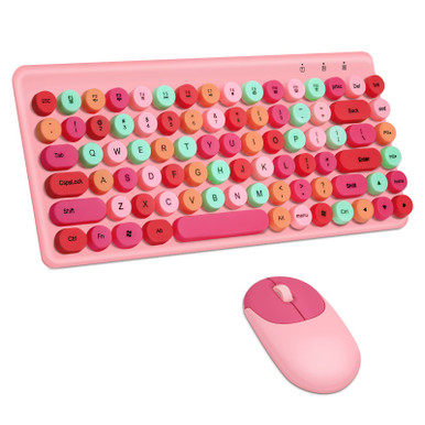Wireless Keyboard and Mouse Combo, TRELC 2.4GHz Cute Keyboard with Slim ...