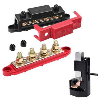 MOFEEZ Busbar Tool Set, Including 4 x 3/8" Power Distribution Block Bus ...
