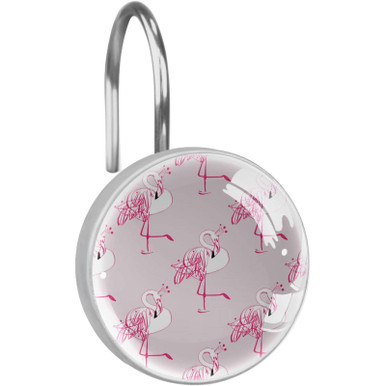 Decorative Shower Curtain Hooks Pink Sketch Flamingo Princess Crown ...