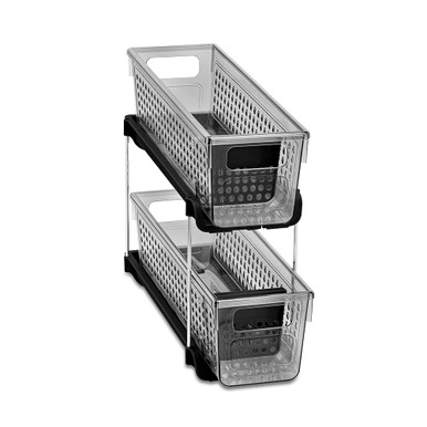 Madesmart Mini 2-Tier Plastic Multipurpose Organizer with Divided Slide ...