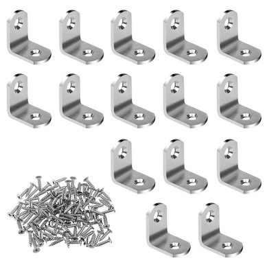 20 Pcs Corner Braces Small L Shaped Brackets Stainless Steel Fastener L ...