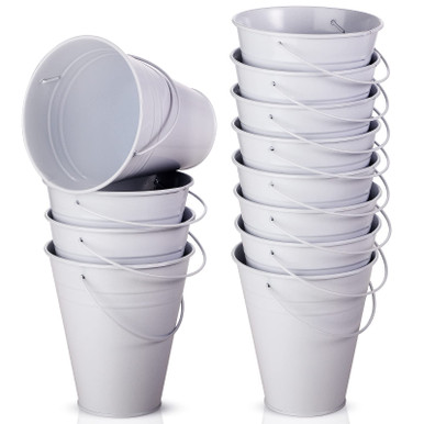 12 Pack Colored Metal Buckets with Handle, Galvanized Bucket 4.5 x 5 ...