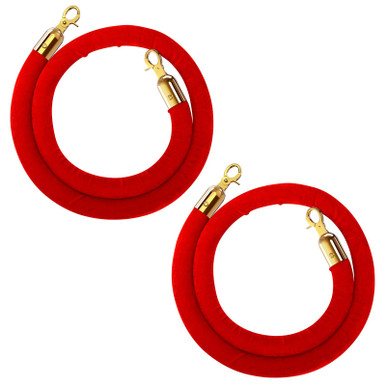 2 Pack Red Velvet Rope, Velvet Rope with Gold Hooks Crowd Control Rope ...