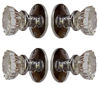 Rousso s Reproductions Crystal French Door Knob Set Sparkling Fluted ...