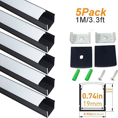 LightingWill Spot Free U Shape LED Aluminum Channel 5-Pack 3.3ft/1M ...