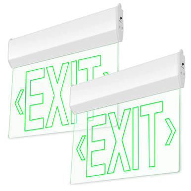 AKT LIGHTING Green Emergency Exit Sign, UL-Listed 120-277V, LED Edge ...
